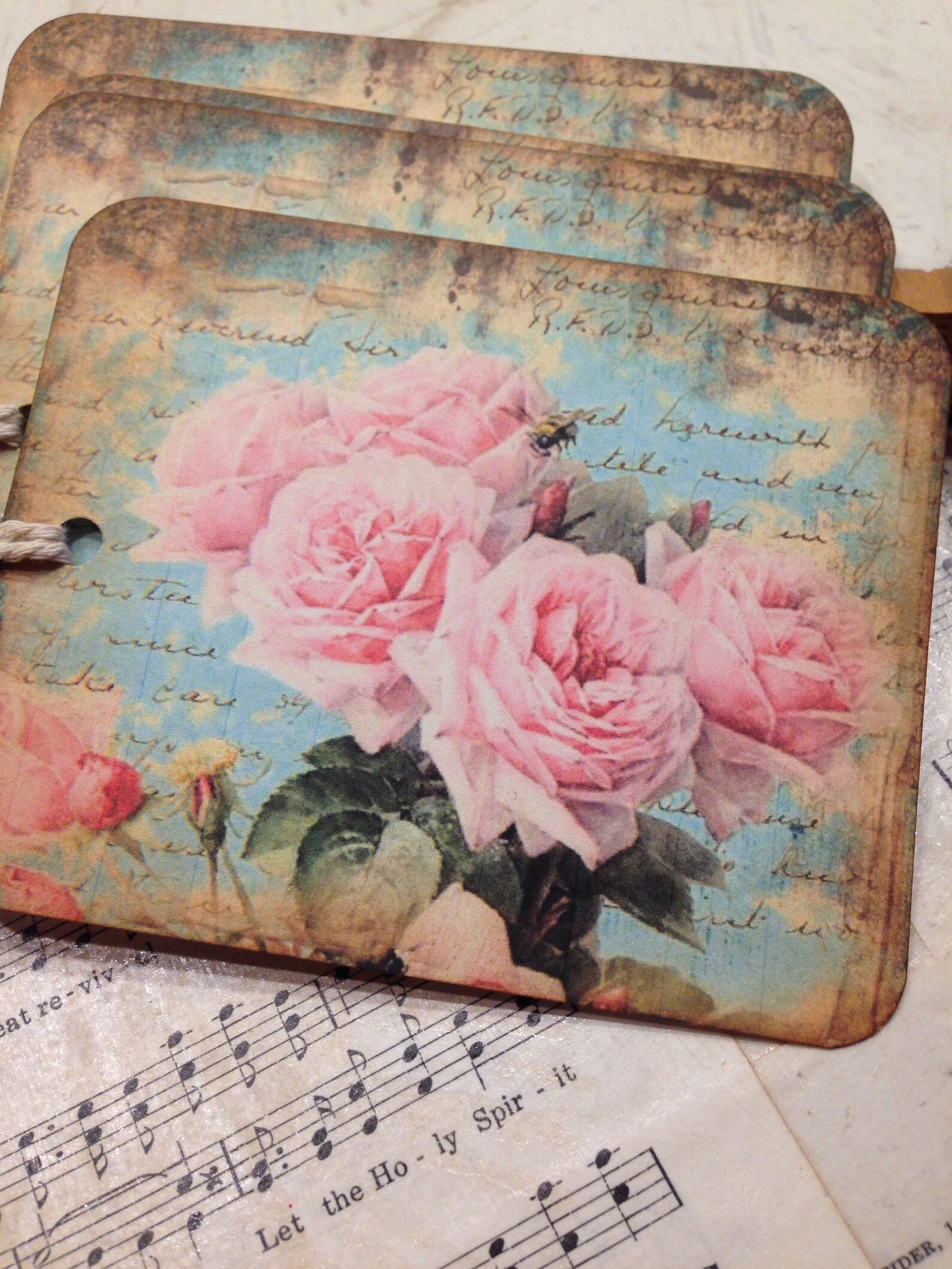 Gift Tags Pink French Country Floral Tags Pink Shabby Roses - Etsy