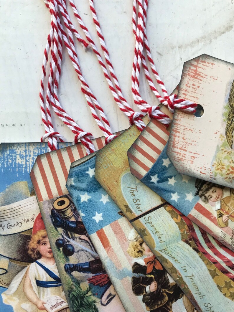 Gift Tags USA American Flag Patriotic Gift Tags Stars and | Etsy