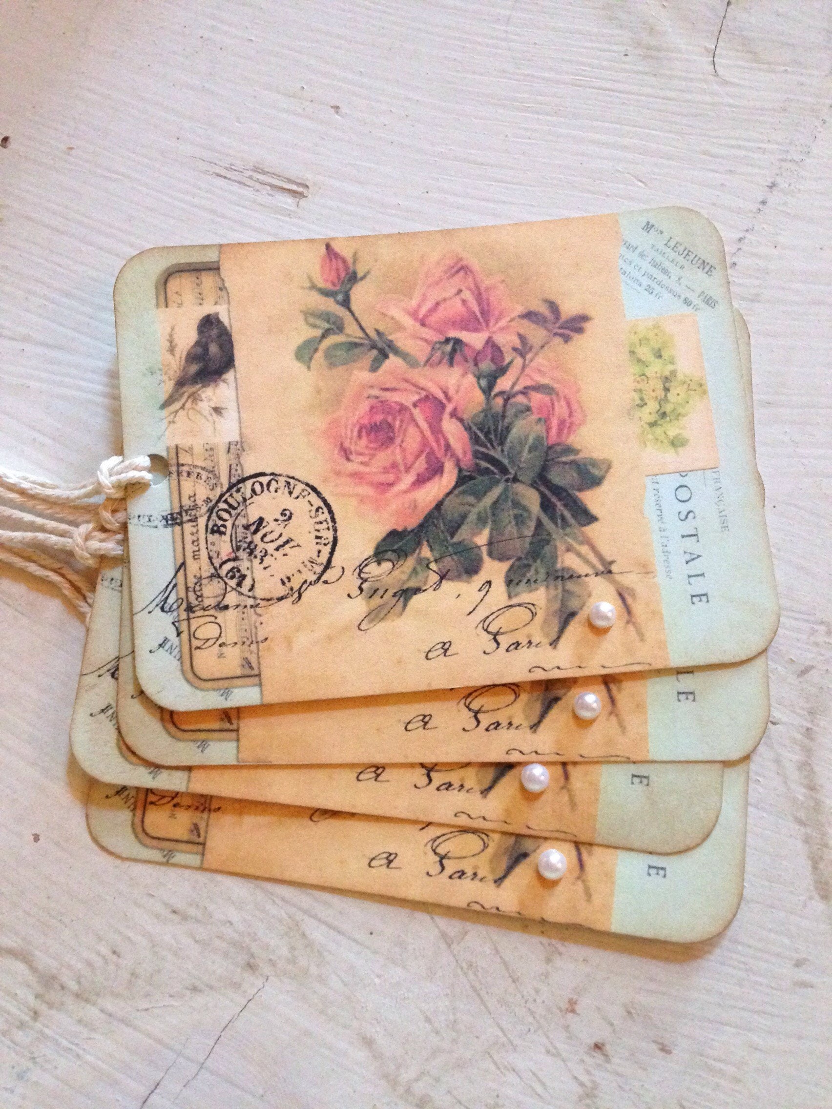Gift Tags Shabby Chic Tags Postcard Tags Vintage Style Tags | Etsy