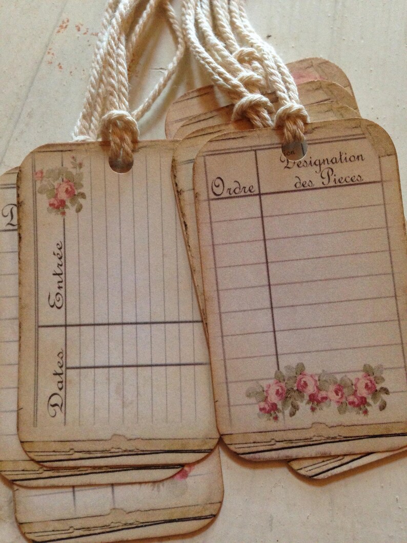 Gift Tags Ledger Tags Mini Ledger Tags Shabby Chic Tags | Etsy