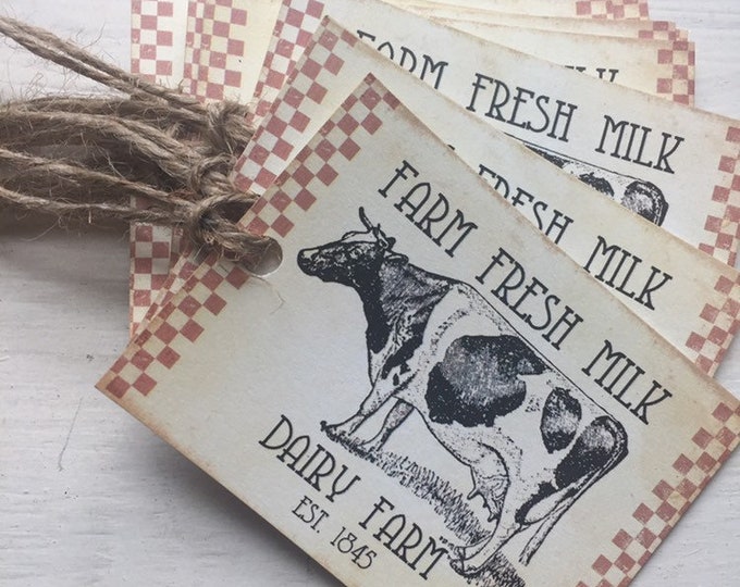 Gift Tags Farm Fresh Milk Gift Tags Chicken and Eggs Tags Housewarming ...