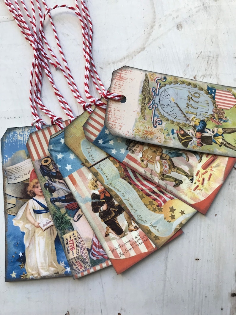 Gift Tags USA American Flag Patriotic Gift Tags Stars and - Etsy