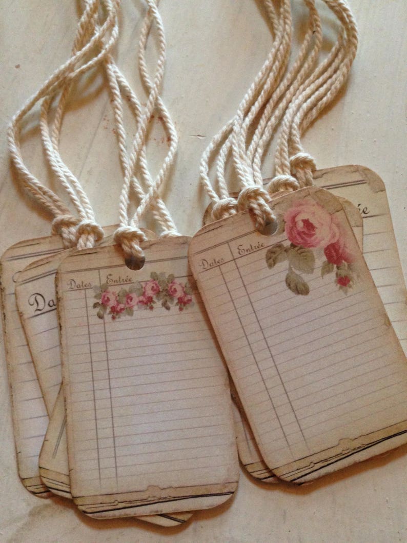 Gift Tags Ledger Tags Mini Ledger Tags Shabby Chic Tags | Etsy