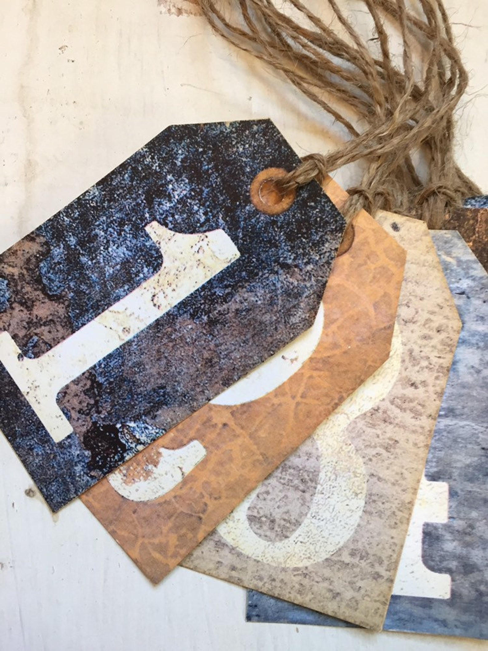 Number Gift Tags Distressed Number Tags Cottage Chic Wedding | Etsy