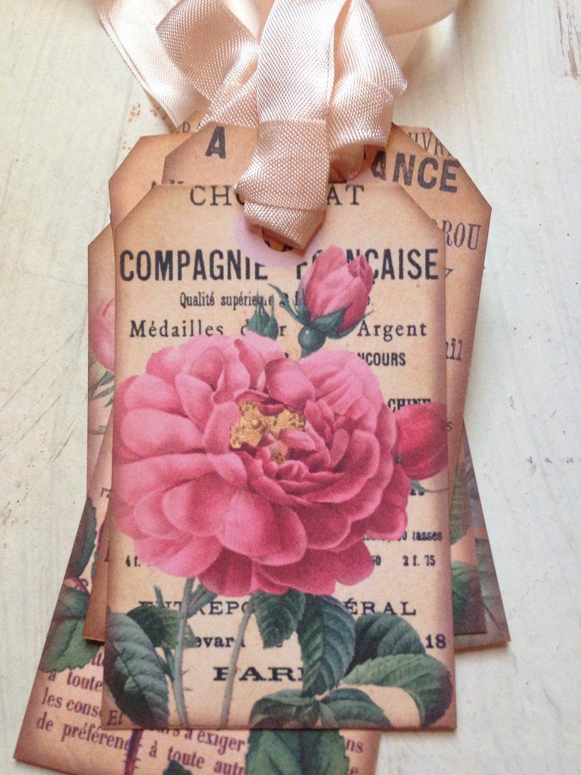 Gift Tags French Rose Advertisement Tags French Style Vintage | Etsy