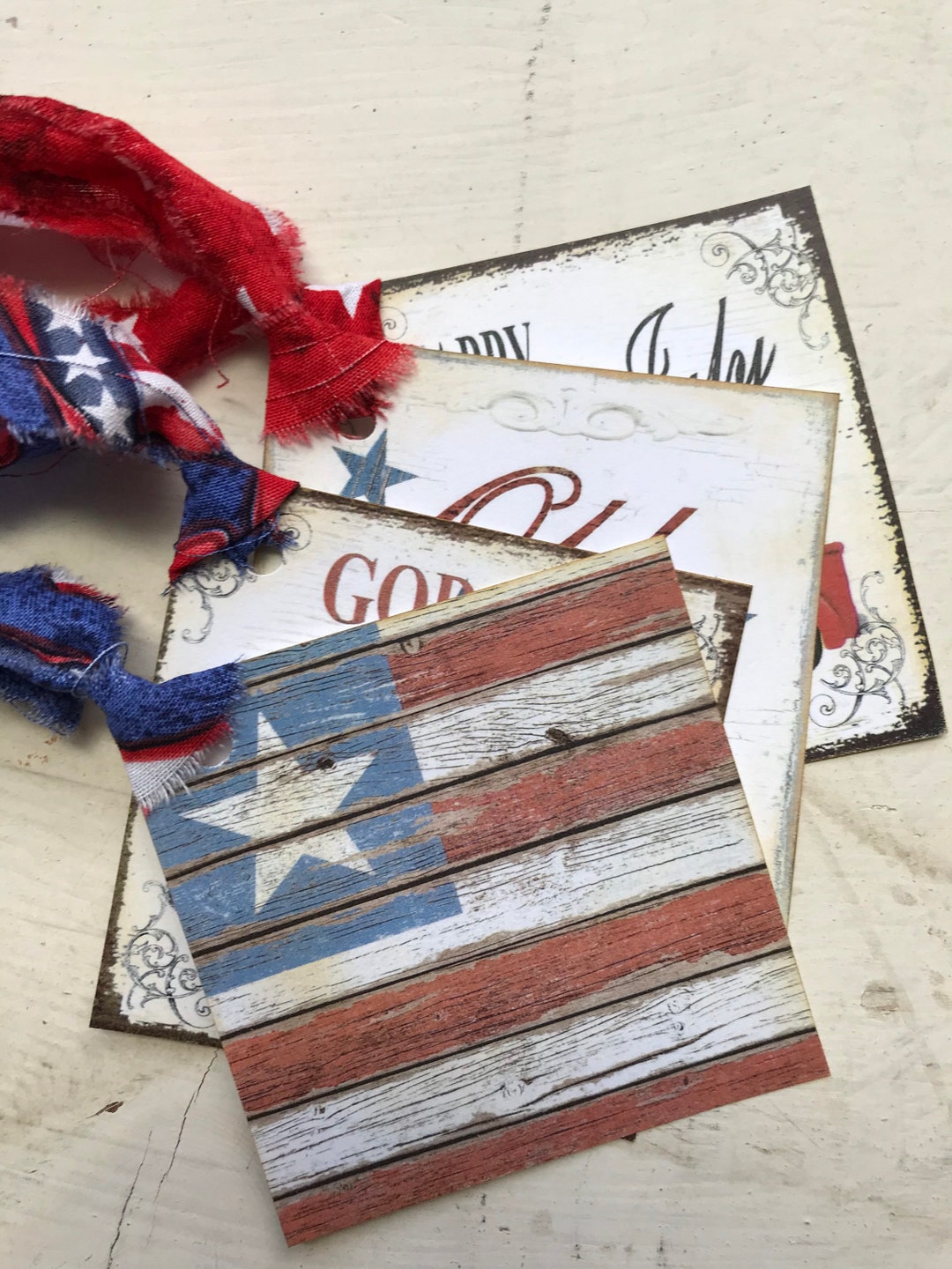 4th of July Gift Tags USA American Flag Patriotic Gift Tags Stars and ...