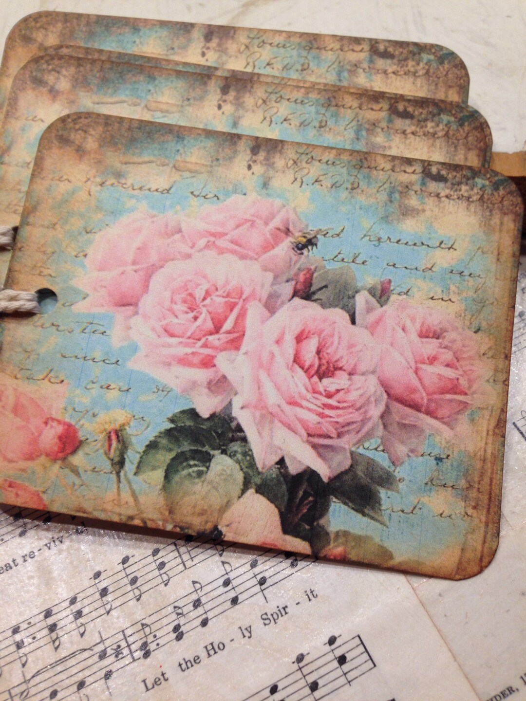 Gift Tags Pink French Country Floral Tags Pink Shabby Roses French ...