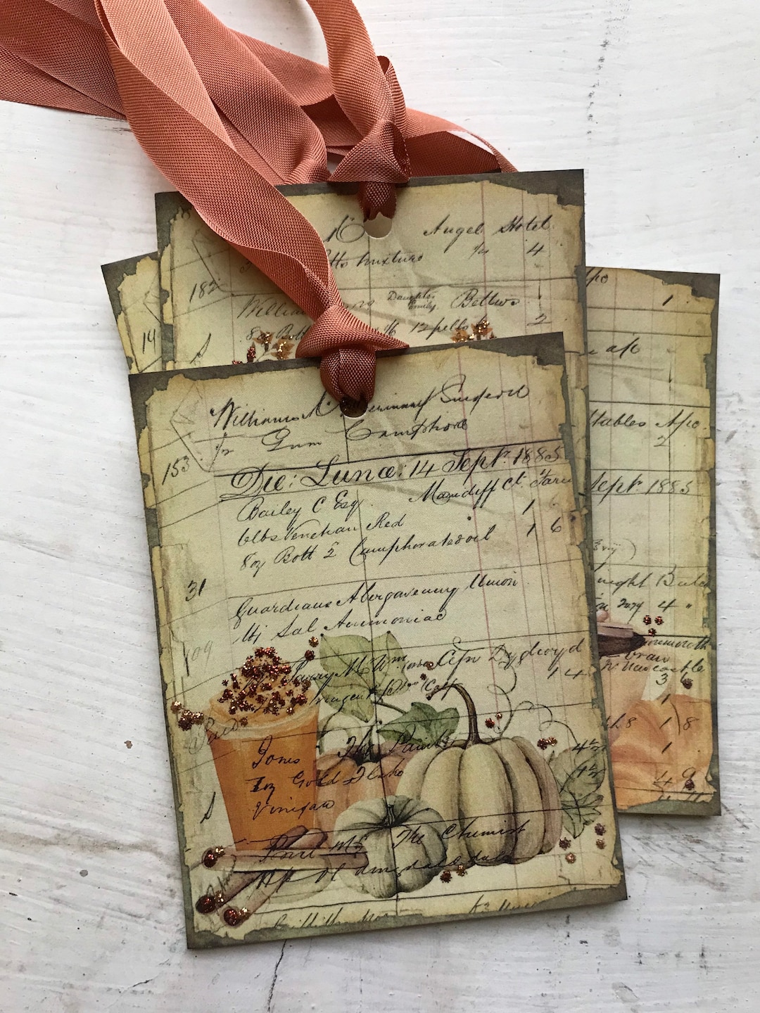 PUMPKIN SPICE Coffee Latte Fall Gift Tags French Script Tags Welcome ...