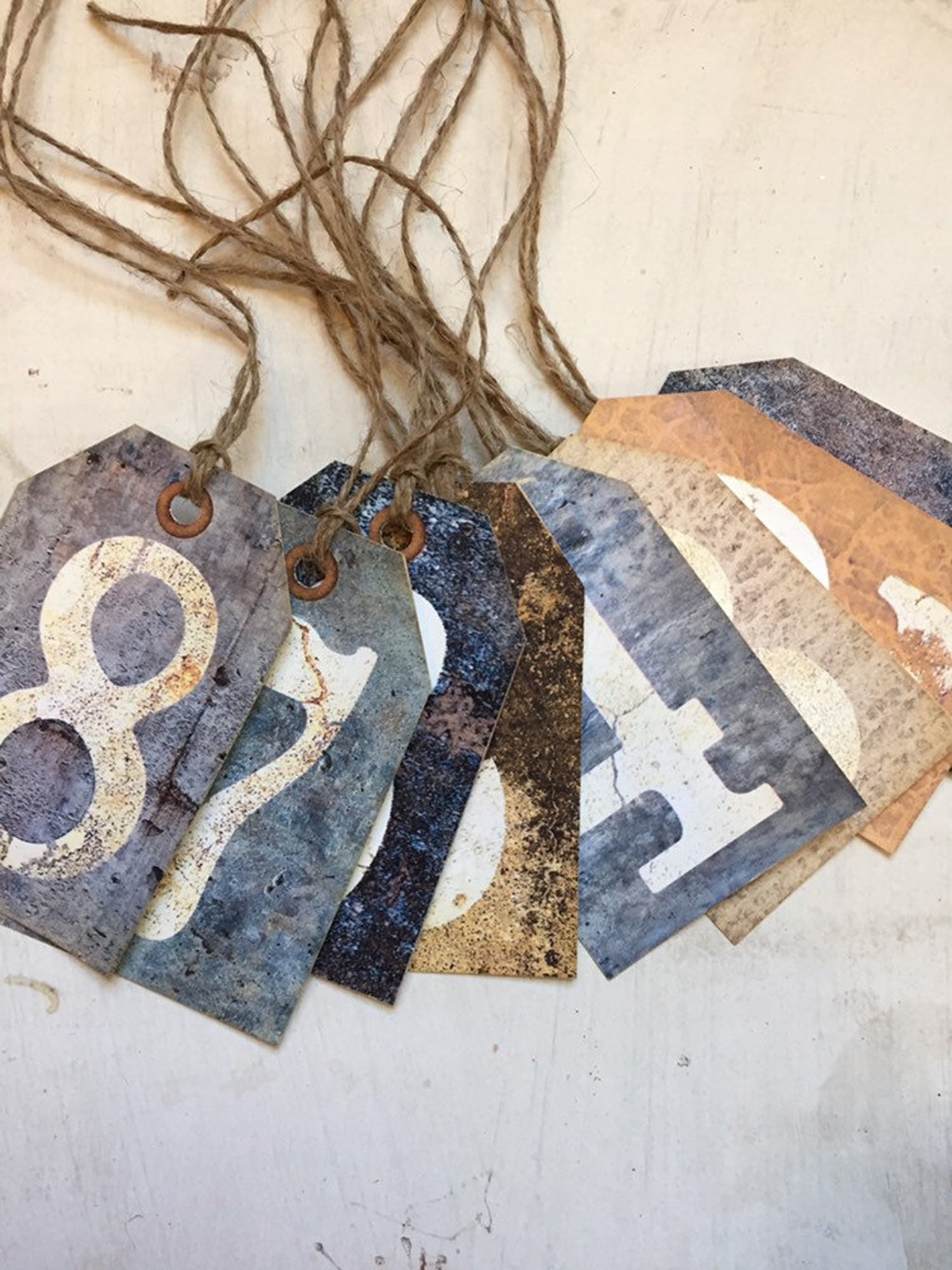 Number Gift Tags Distressed Number Tags Cottage Chic Wedding | Etsy