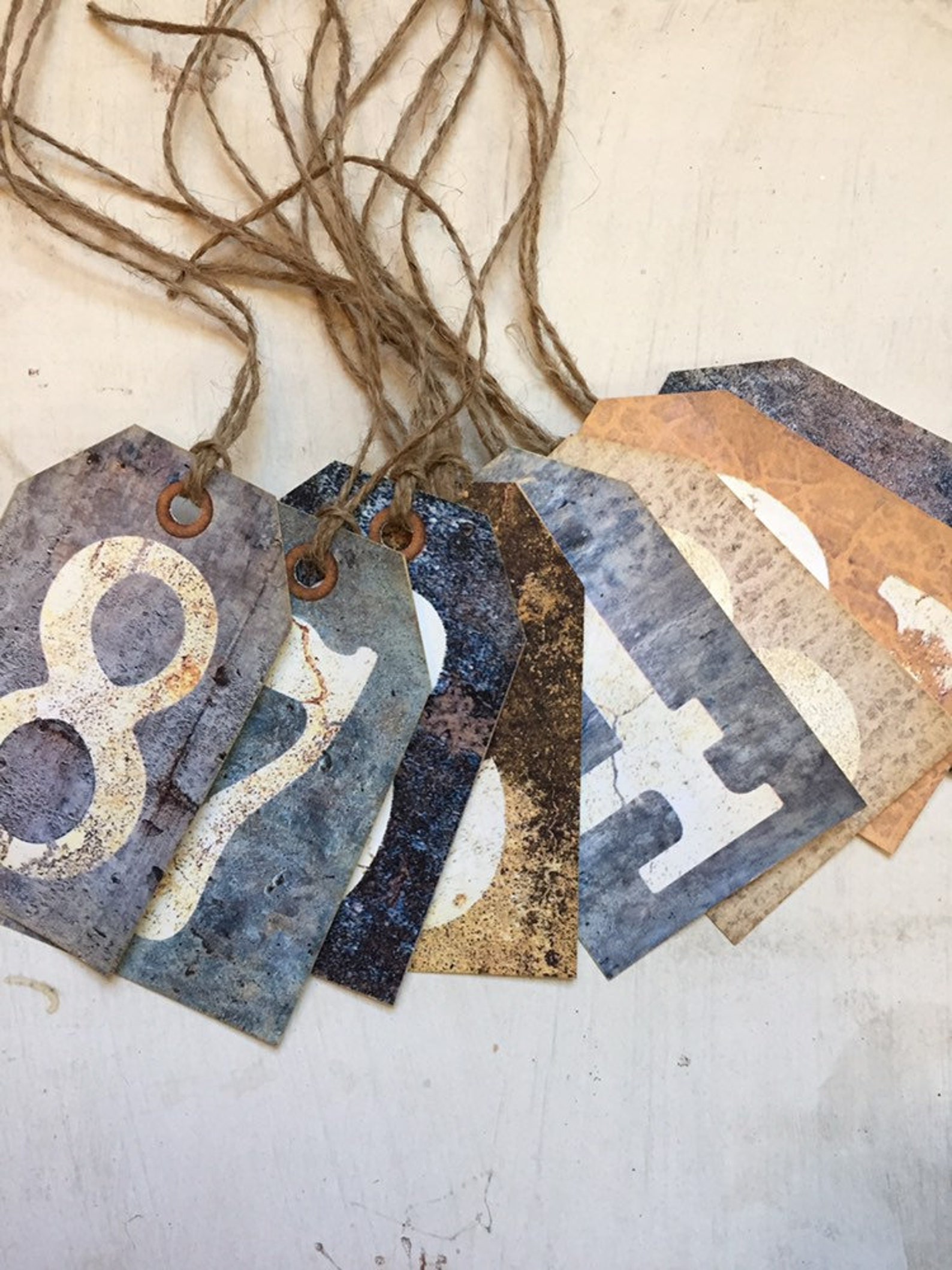 Number Gift Tags Distressed Number Tags Cottage Chic Wedding | Etsy