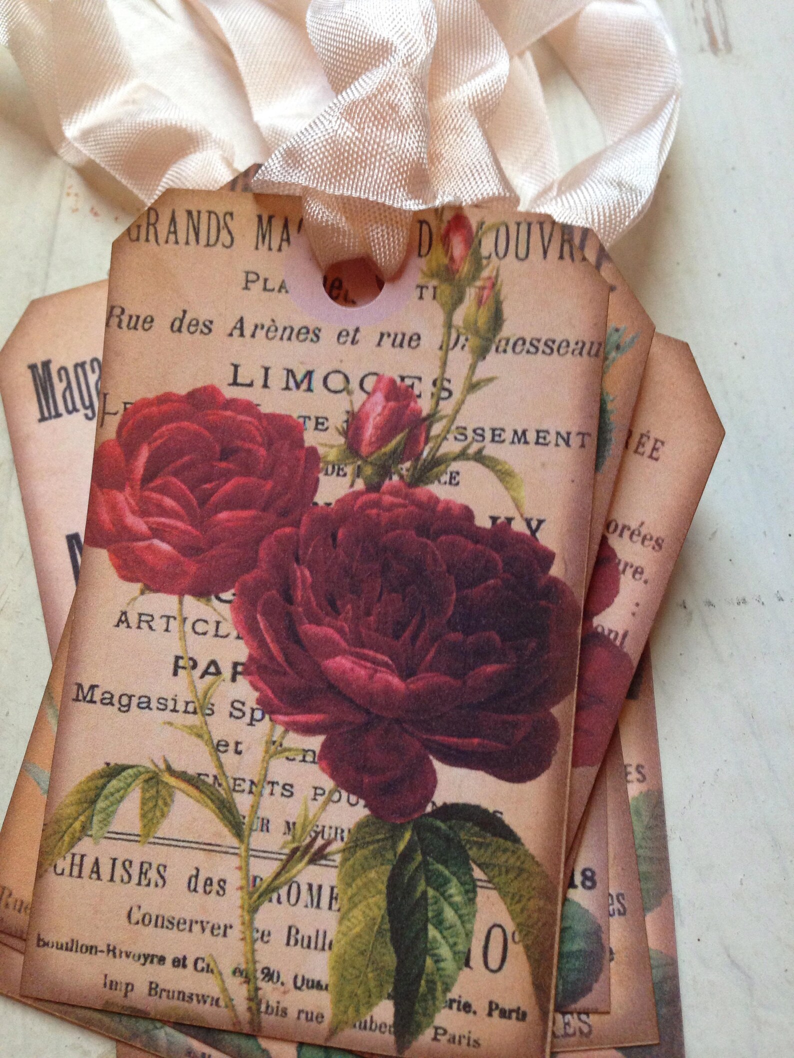 Gift Tags French Rose Advertisement Tags French Style Vintage | Etsy