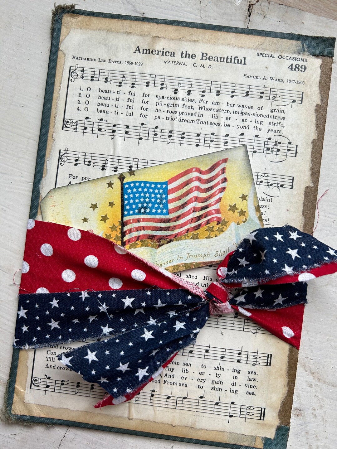 America the Beautiful USA Patriotic Vintage Hymnal Music Sheet Sign ...