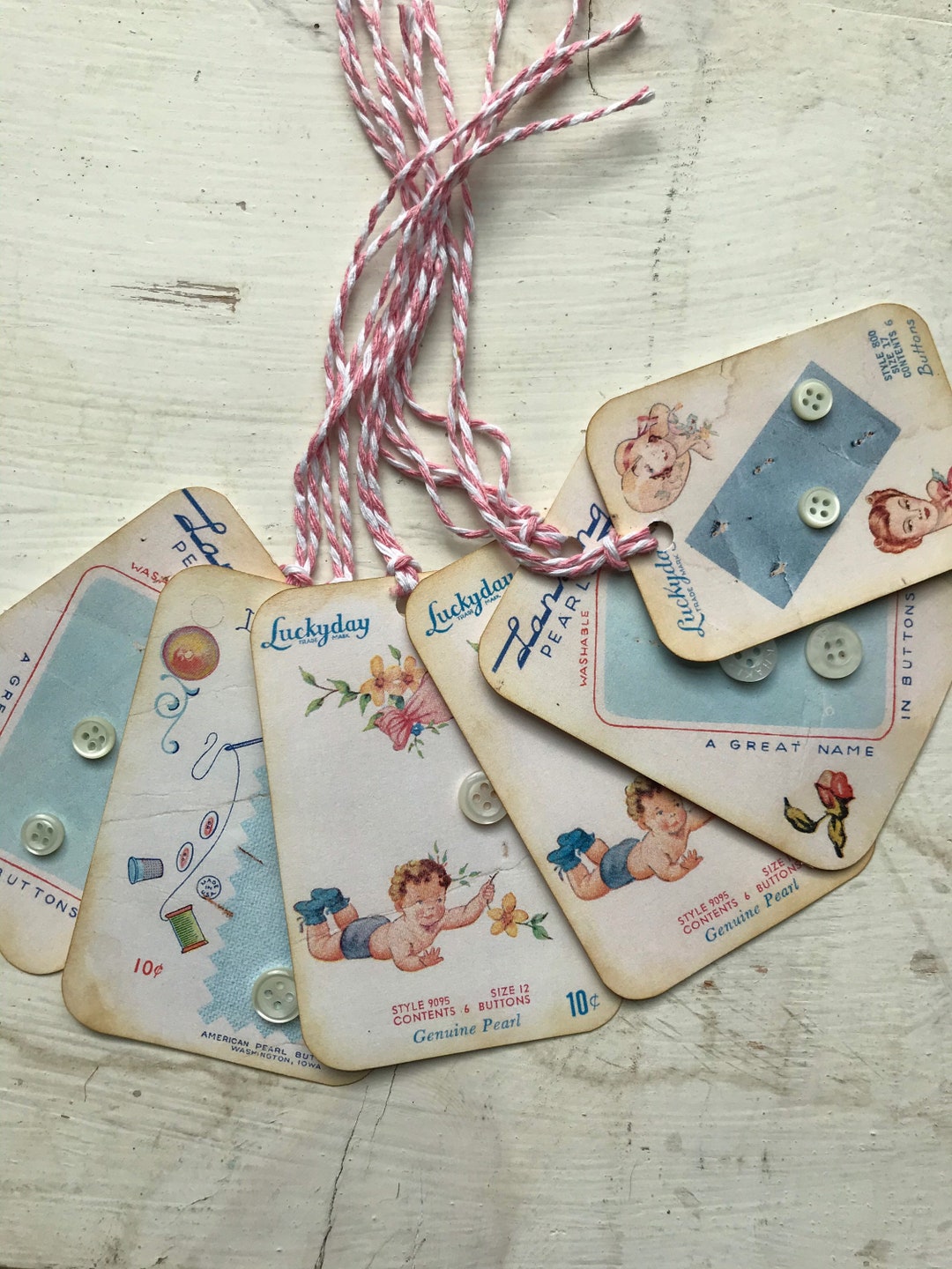 Vintage Button Gift Tags: Shabby Chic Pearl Embellishments - Etsy