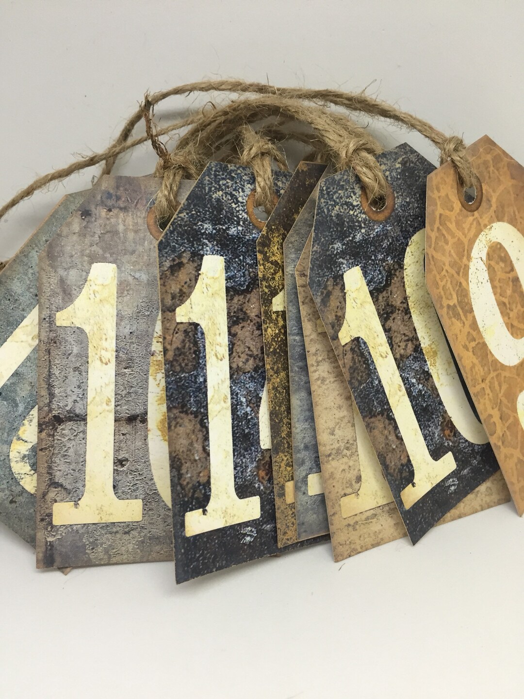 Distressed Number Gift Tags: Cottage Chic Table Decor - Etsy