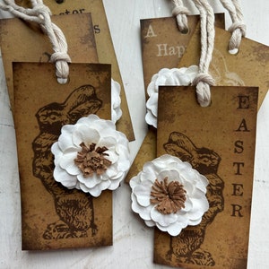 EASTER Rabbit Gift Tags Brown and White Sepia Easter Spring Decor ...