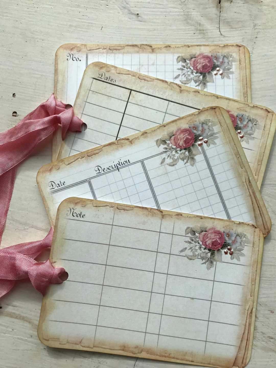 LEDGER Paper Gift Tags Valentine's Day Tags Heart Shabby Roses ...