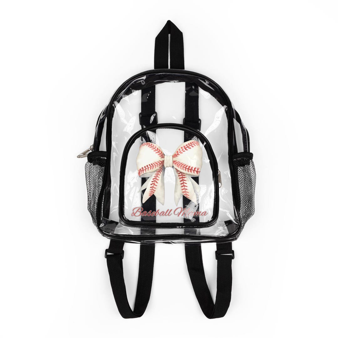 Baseball Bow Clear Stadium Backpack | Transparent School Stadium Bag - Etsy