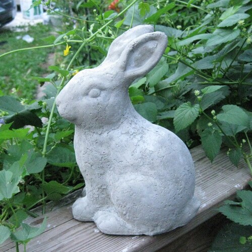 Rabbit Statue Laying Concrete Garden Statue Cement Animal - Etsy