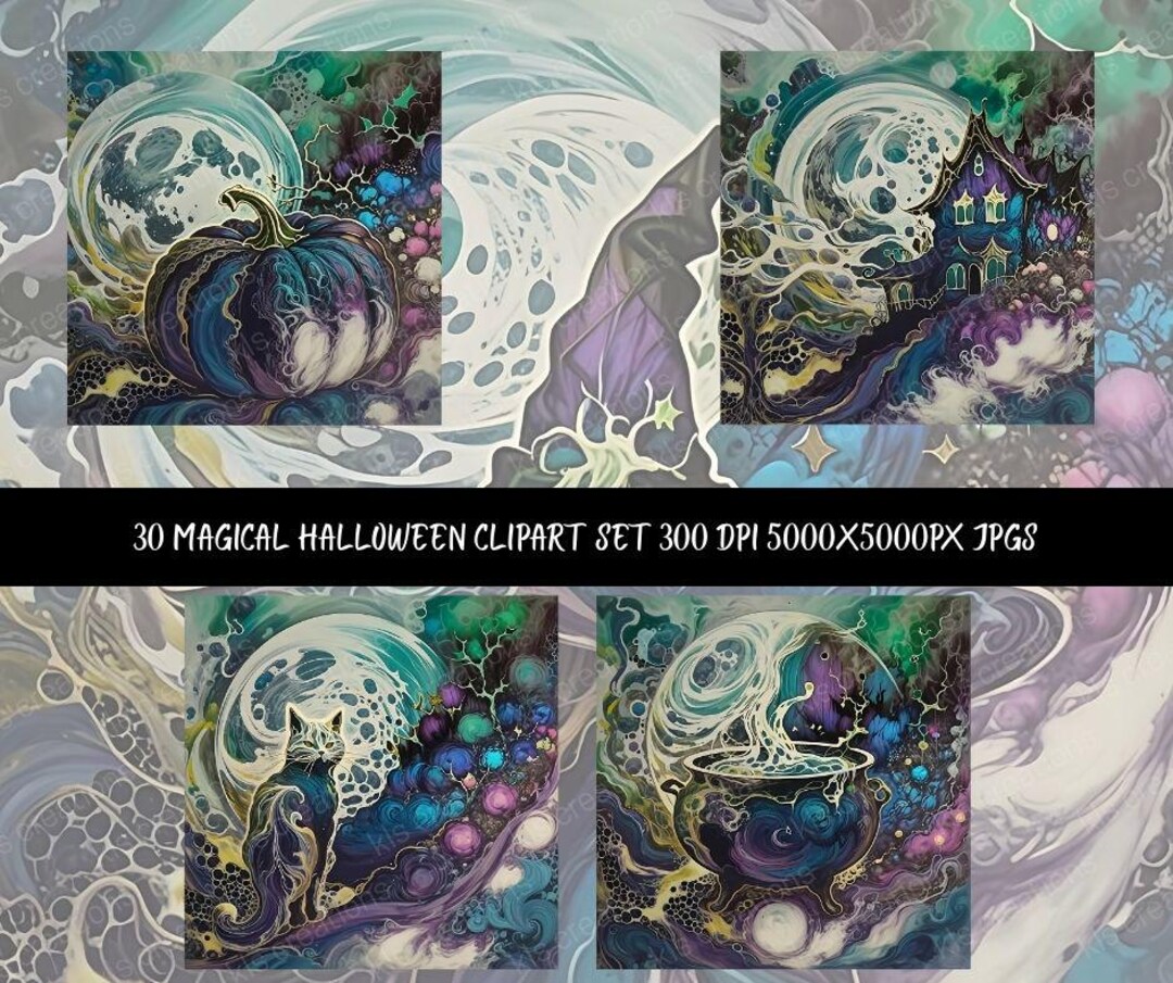 Whimsical Halloween Clipart Bundle – Mystical Designs (instant Download ...