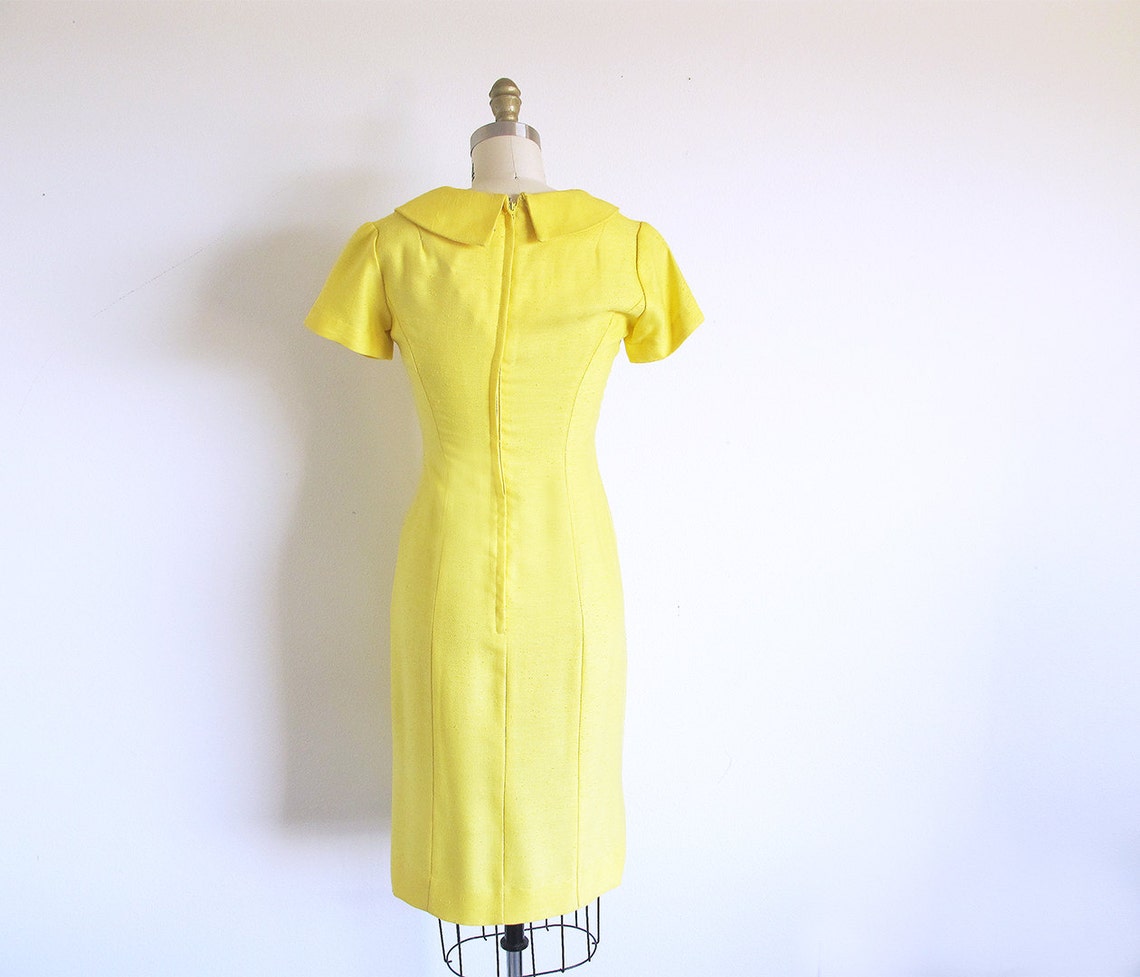 60s Lemon Yellow Day Dress Mod Summer Dress - Etsy