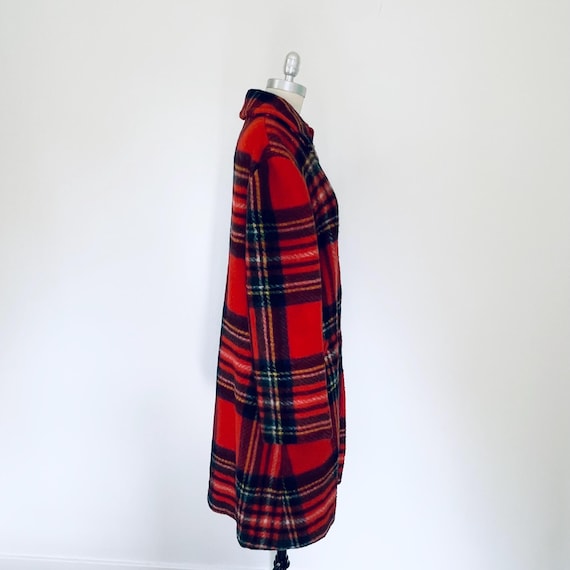 70s Red Plaid Wool Coat Made in Ireland - Gem