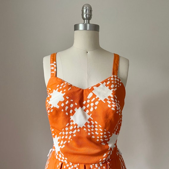 Vintage 1960s Orange Skirted Playsuit by Tom Brigance… - Gem