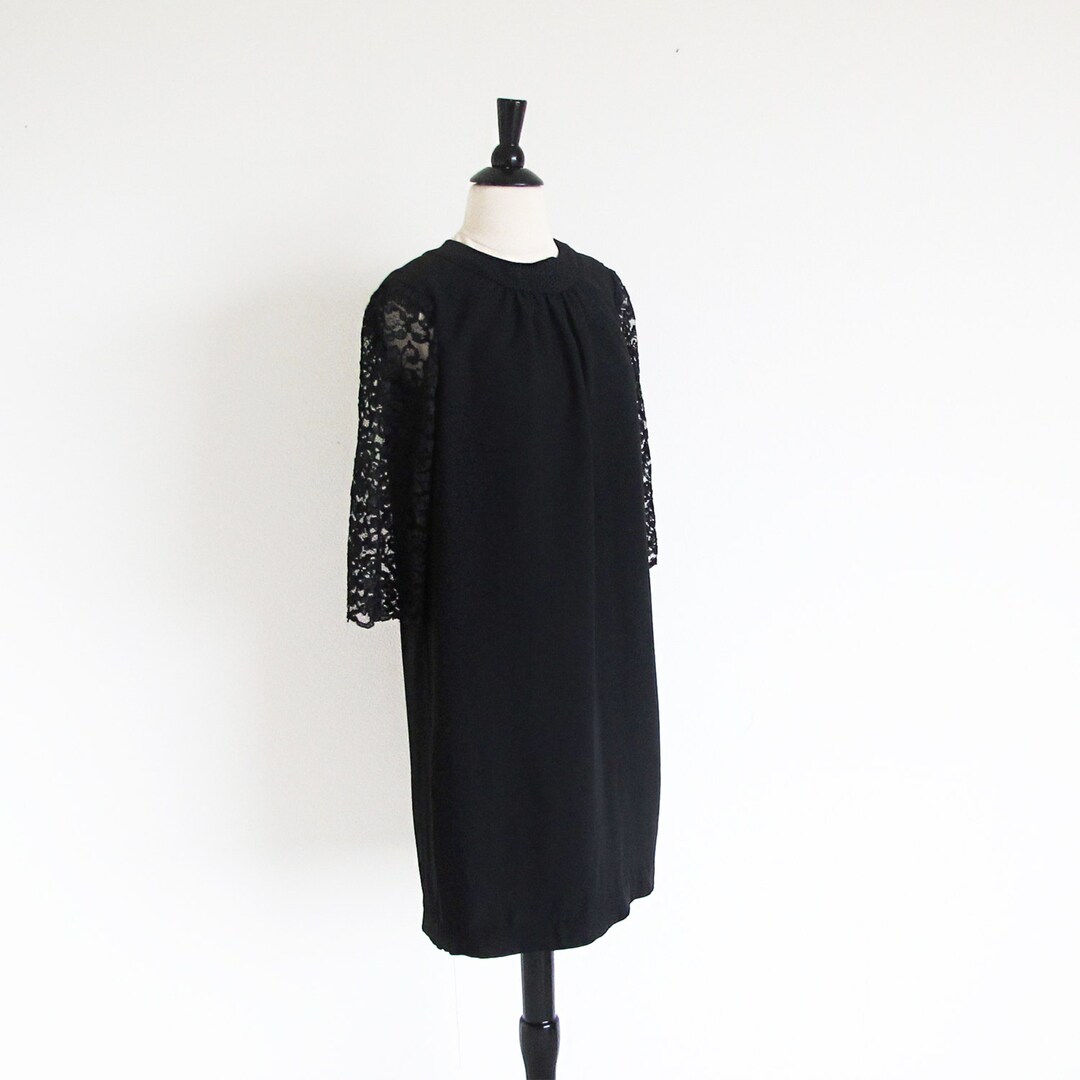Vintage 60s Sack Dress, Size L, Black Rayon Dress, VFG - Etsy