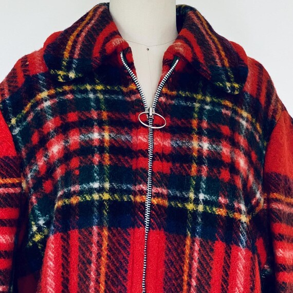 70s Red Plaid Wool Coat Made in Ireland - Gem