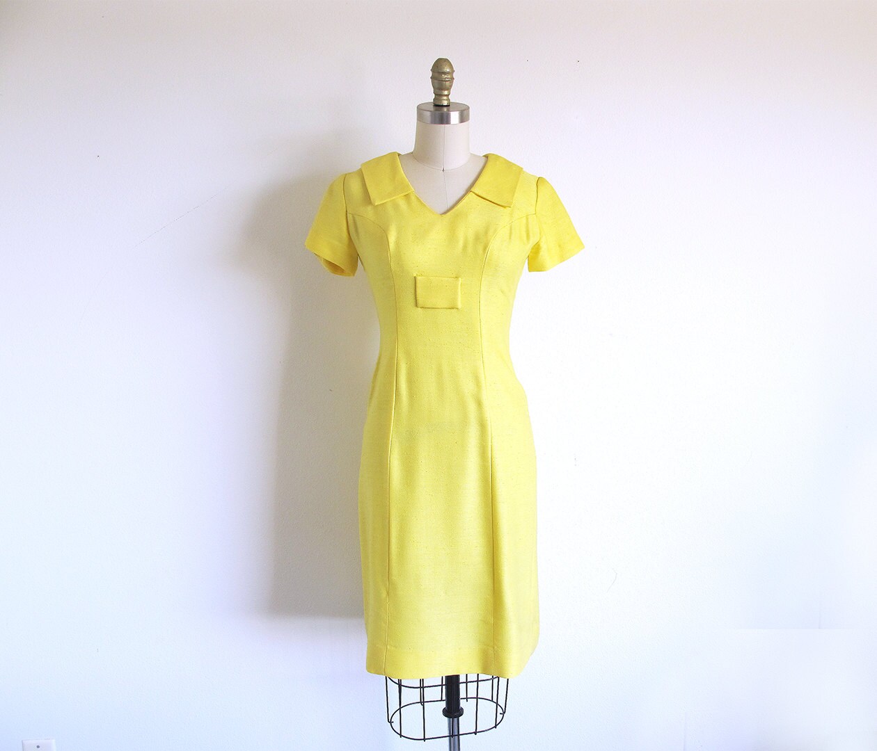 60s Lemon Yellow Day Dress Mod Summer Dress | Etsy