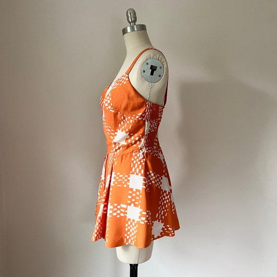Vintage 1960s Orange Skirted Playsuit by Tom Brigance… - Gem