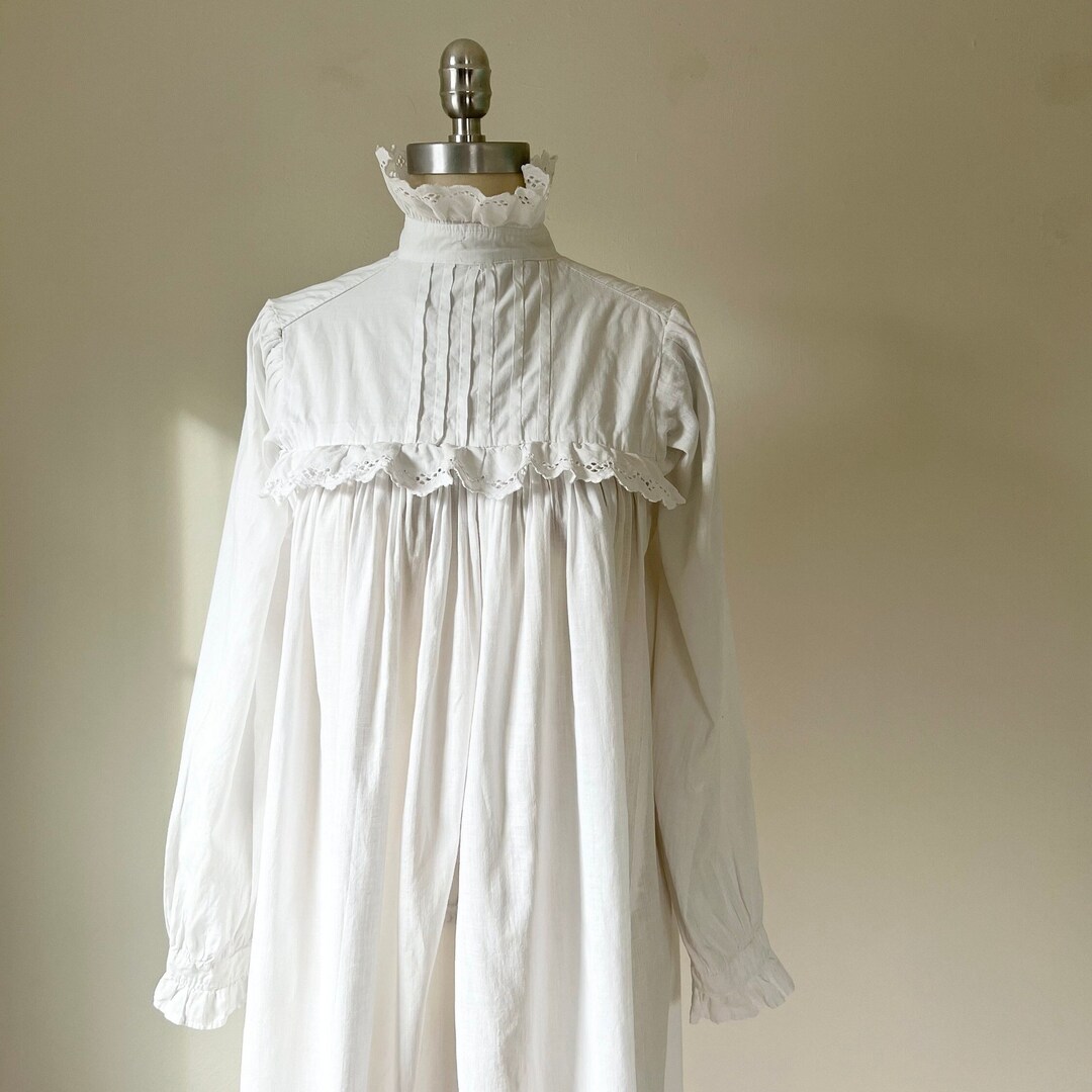 Long Antique Victorian Nightgown in White Cotton, XS Size, VFG - Etsy