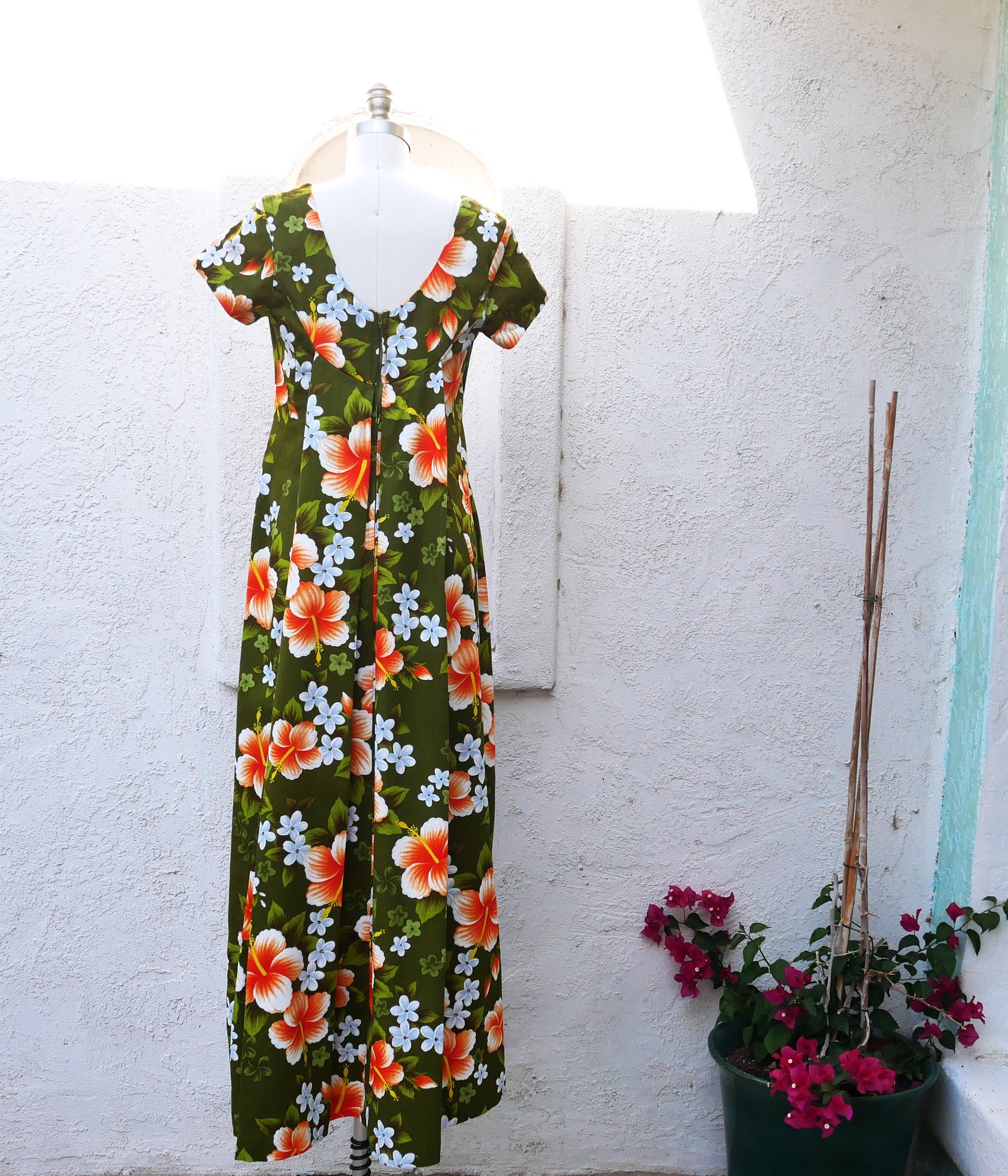 Hawaiian Maxi Tiki Dress Holoku Hawaiian Dress Luau Dress - Etsy