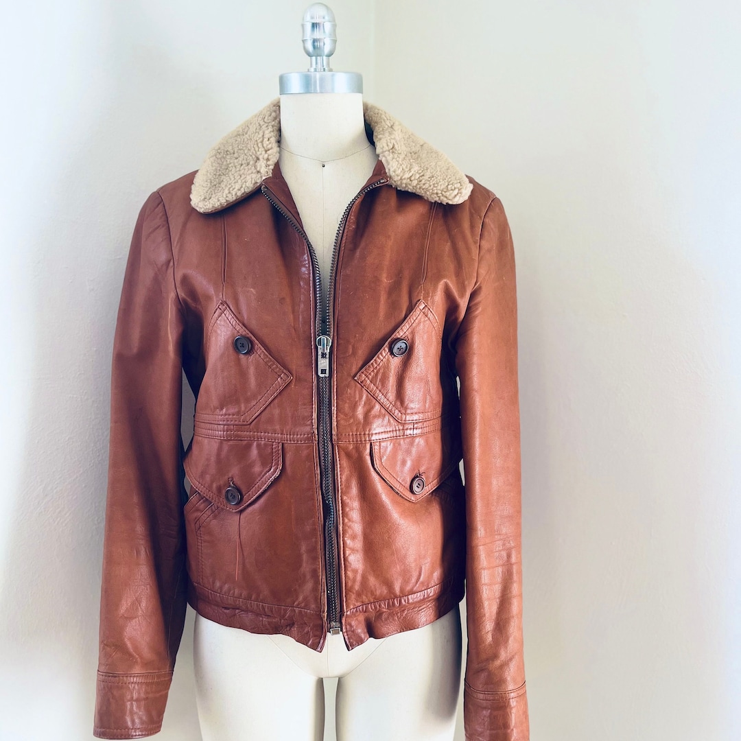 70s Brown Leather Bomber Jacket by Crae Carlyle of San Francisco - Etsy