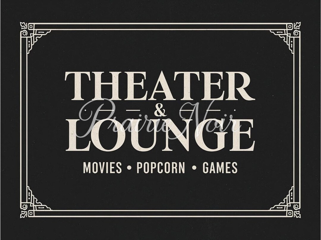 Theater & Lounge Sign Printable, Vintage Cinema Wall Art, Movie Room ...