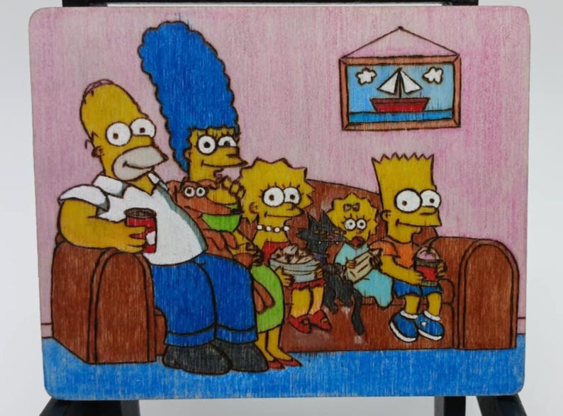 The Simpsons Wood Burned Art - Etsy
