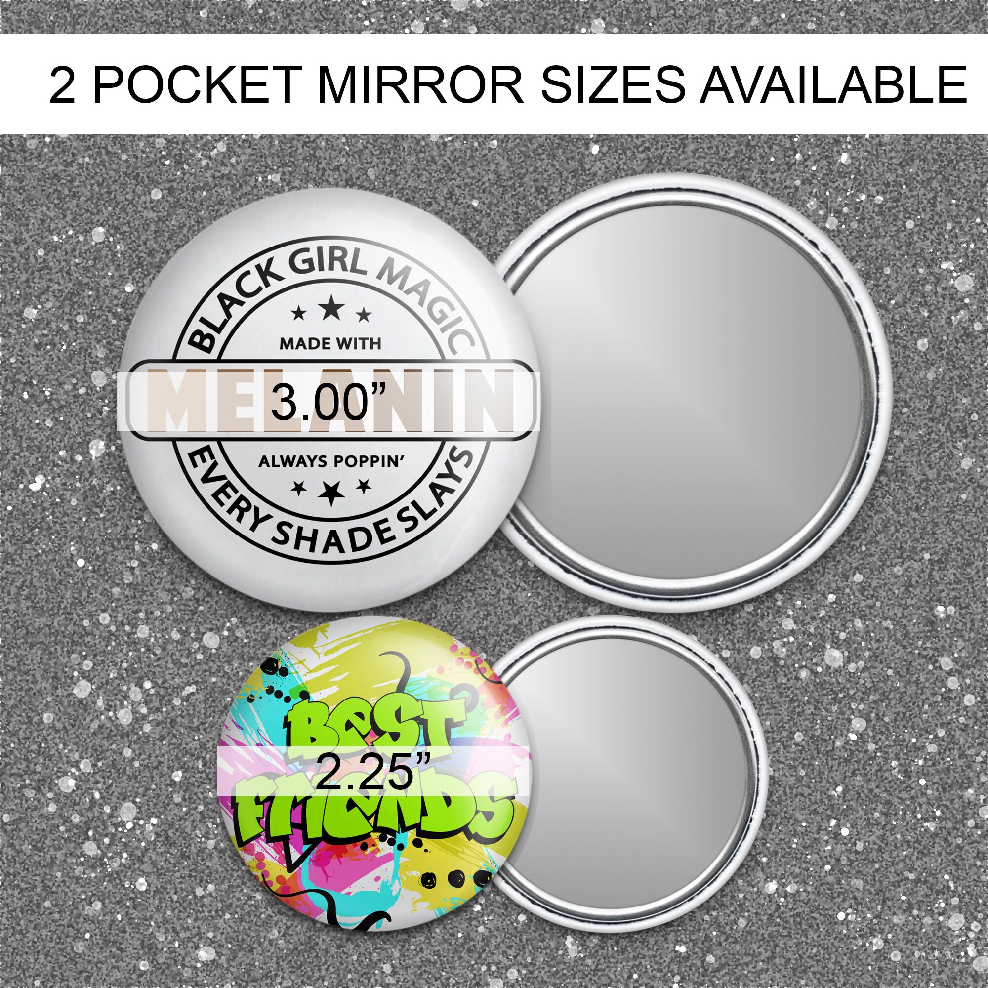 Custom Mirror Back Button Genuine Glass Pocket Mirror - Etsy