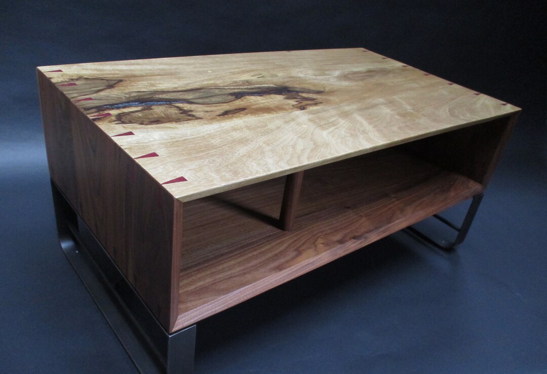 Walnut/black Limba Coffee Table With - Etsy Canada