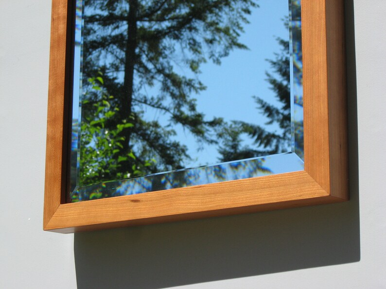 Cherry Wood Deep Frame Utility/safe Hide Mirror With Beveled - Etsy
