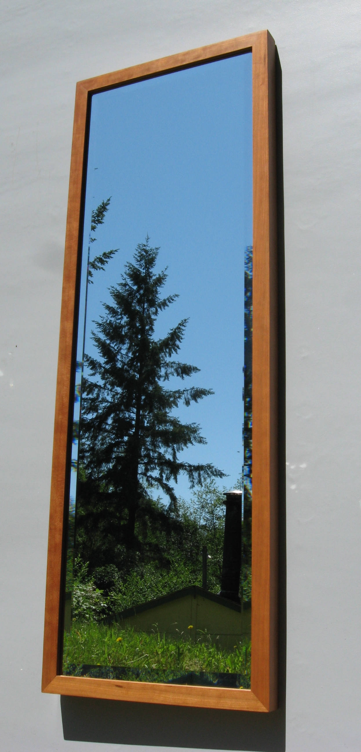 Cherry Wood Deep Frame Utility/safe Hide Mirror With Beveled Glass - Etsy