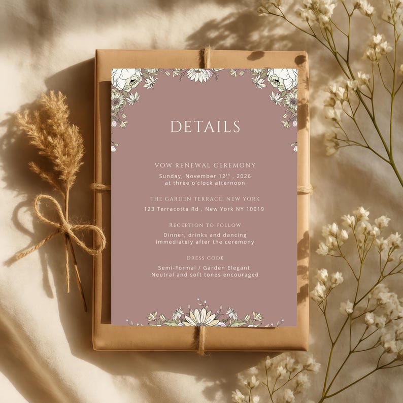 Vow Renewal Invitation: Floral Rose (editable Canva Invite) - Etsy