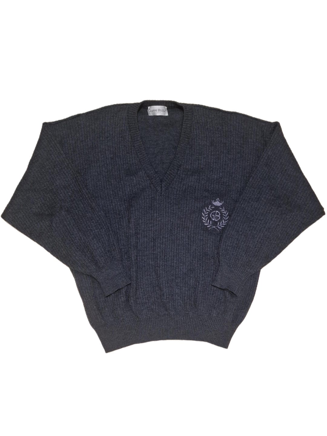Vintage Gianni Bugli Logo Classic Jumper: Designer Wool Blend Grey Made ...