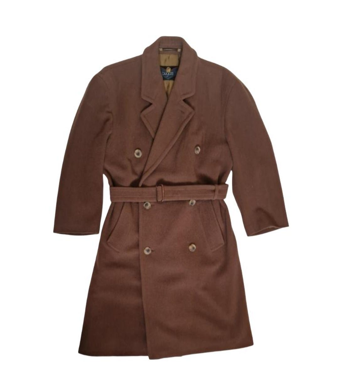 Vintage 80s Bugatti Chocolate Brown Wool Coat Classic Overcoat Size XL ...