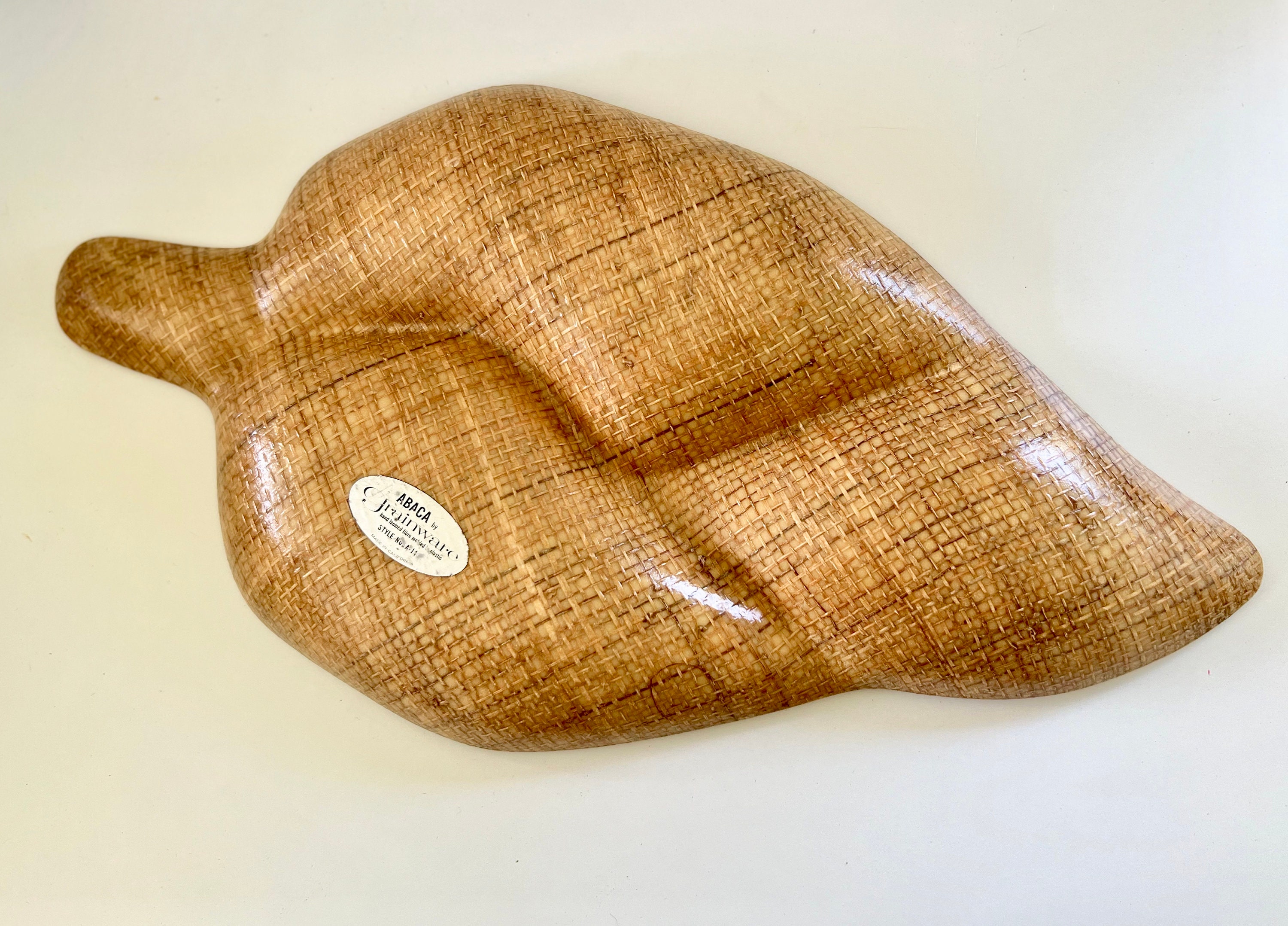Vintage Mid Century Tray ABACA Leaf Shape Divided Grainware Laminated ...
