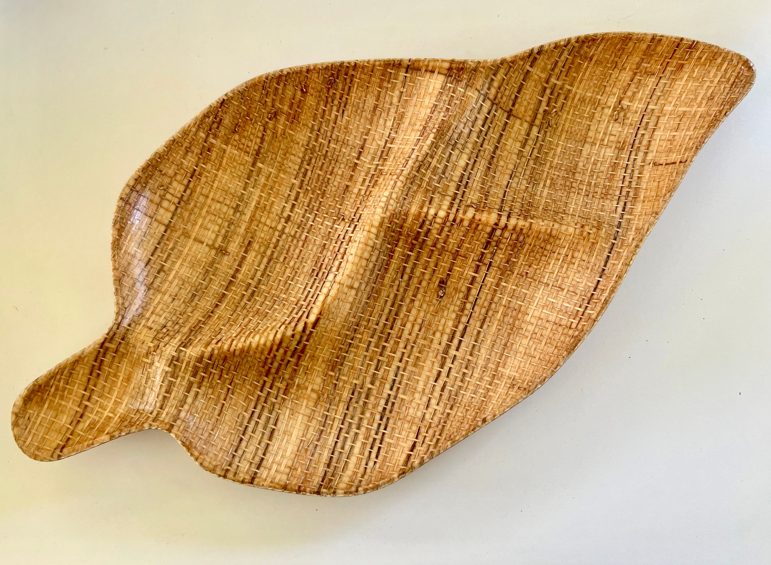 Vintage Mid Century Tray ABACA Leaf Shape Divided Grainware Laminated ...