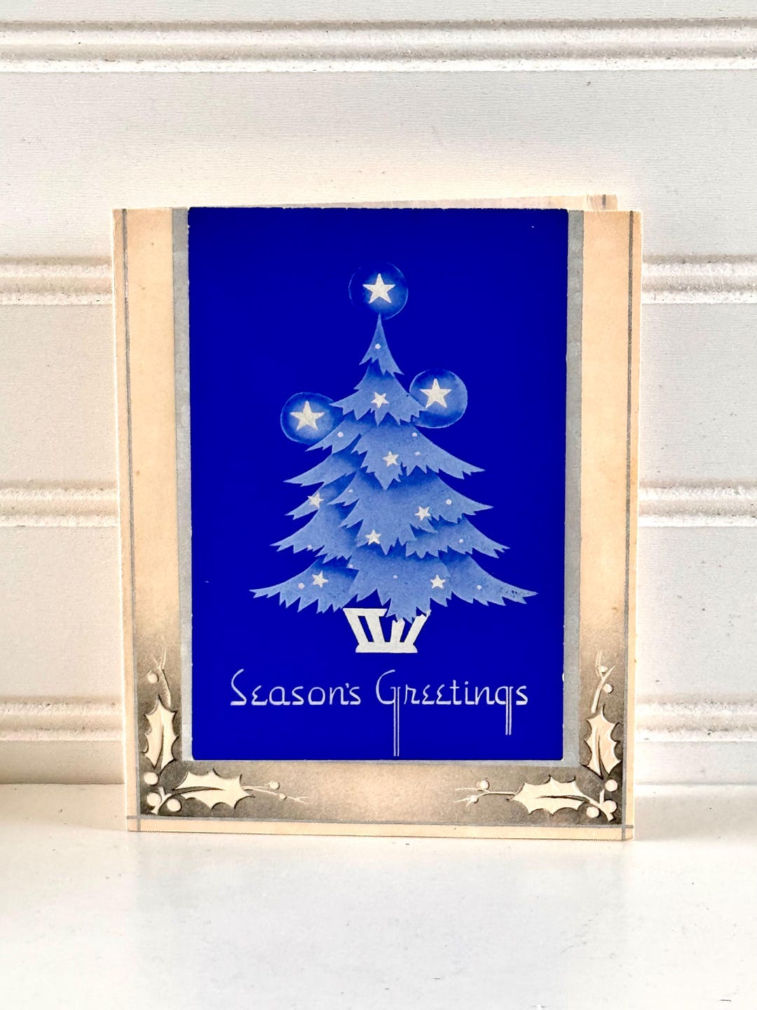 Vintage Christmas Card Art Deco Christmas Tree Stars - Etsy