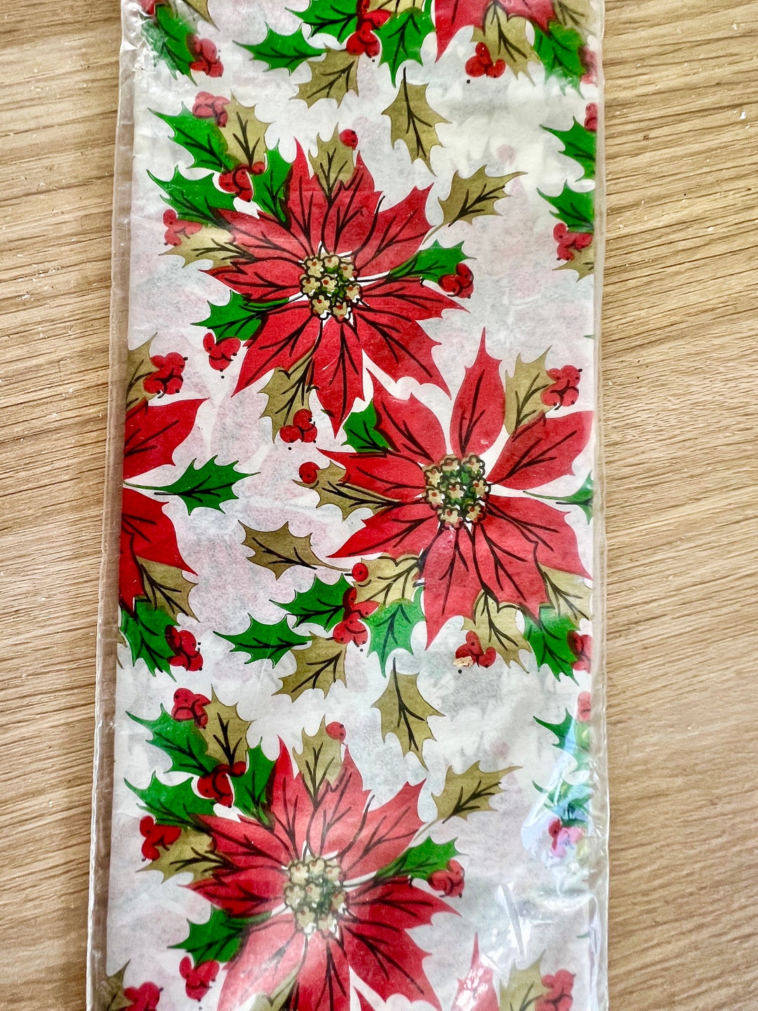 Vintage 8 Sheets NOS Christmas Tissue Paper Poinsettia Design - Etsy