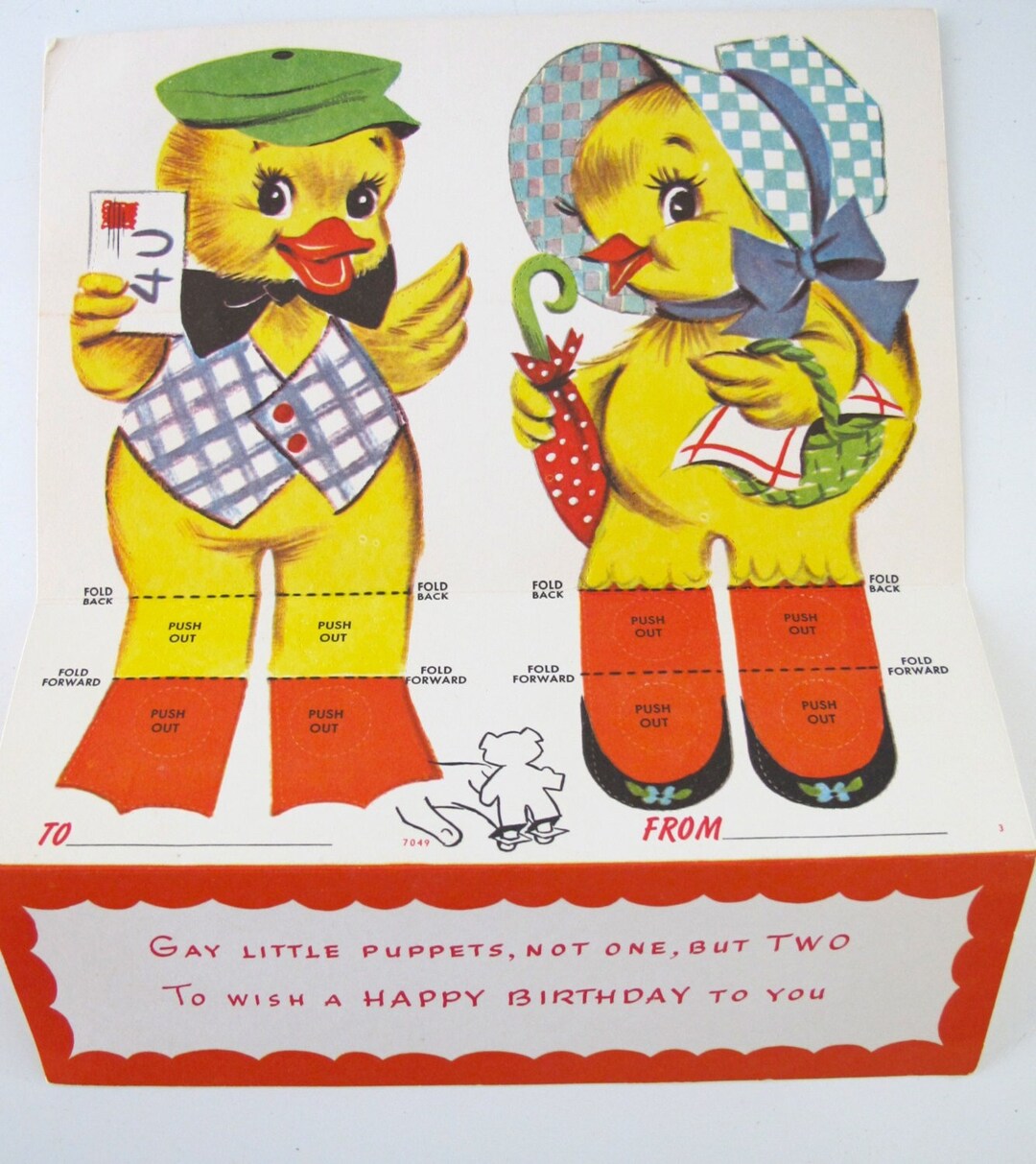 Nice Cut Out Puppets Vintage Greeting Card Little Ducks Unused and ...