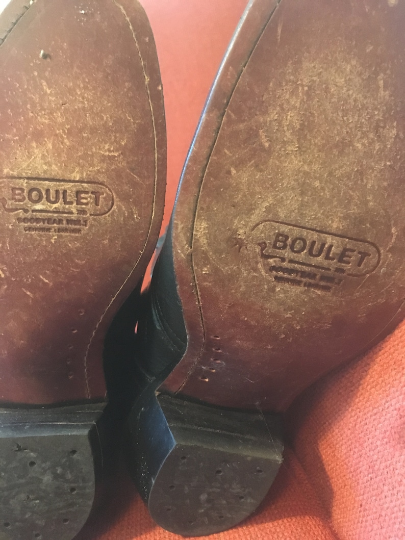 Boulet 1114 Black Western Dress Boot With Western Dress Toe and Cowboy Heel - Size 8.5E - Etsy