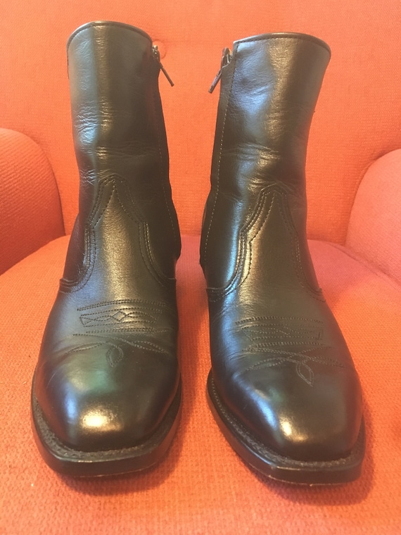 Boulet 1114 Black Western Dress Boot with Western Dre… - Gem