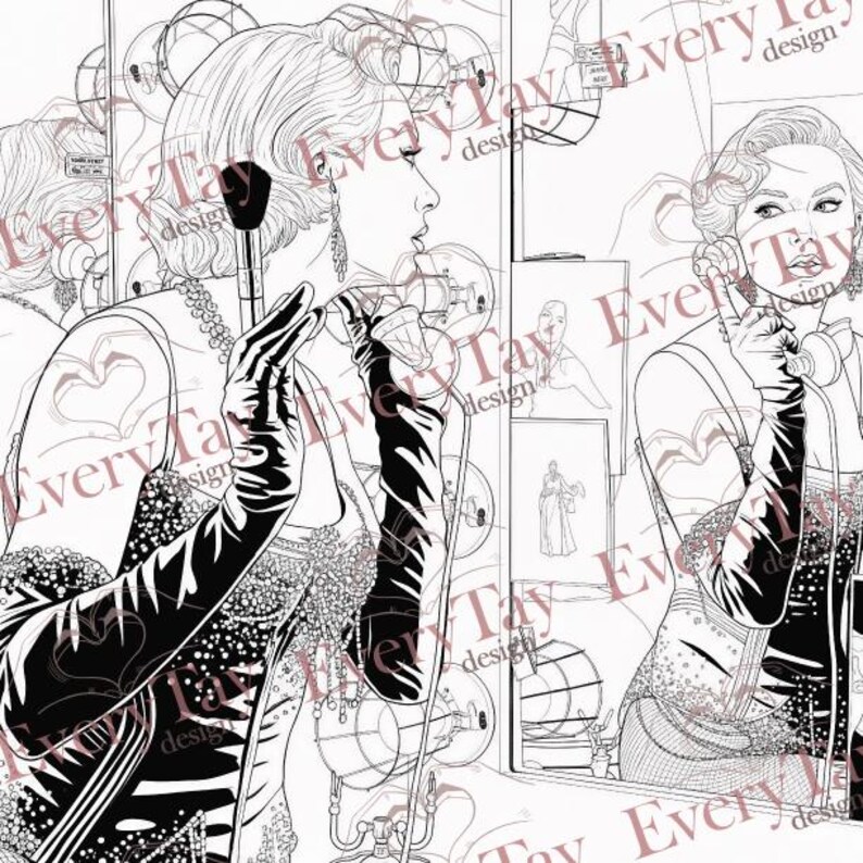 Taylor the Life of a Showgirl Coloring Book | 25 Pages - Etsy